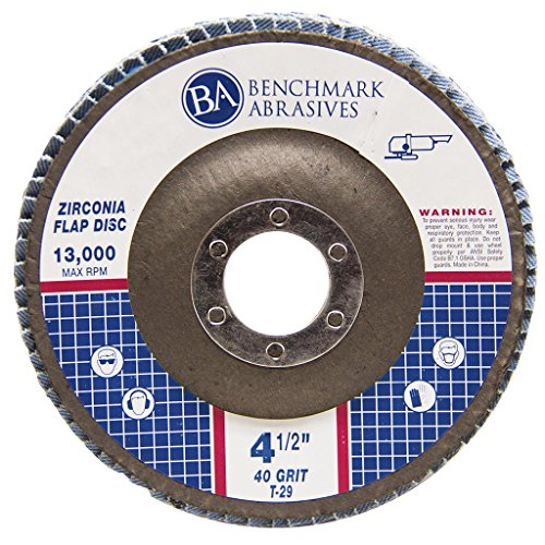 Benchmark Abrasives 4.5" Premium Zirconia Type 29 Flap Discs Grinding Wheels for Sanding Stock Rust Removal Finishing Grinding Deburring Stainless Steel, 7/8" ArborĀ (10 Pack) - 40 Grit