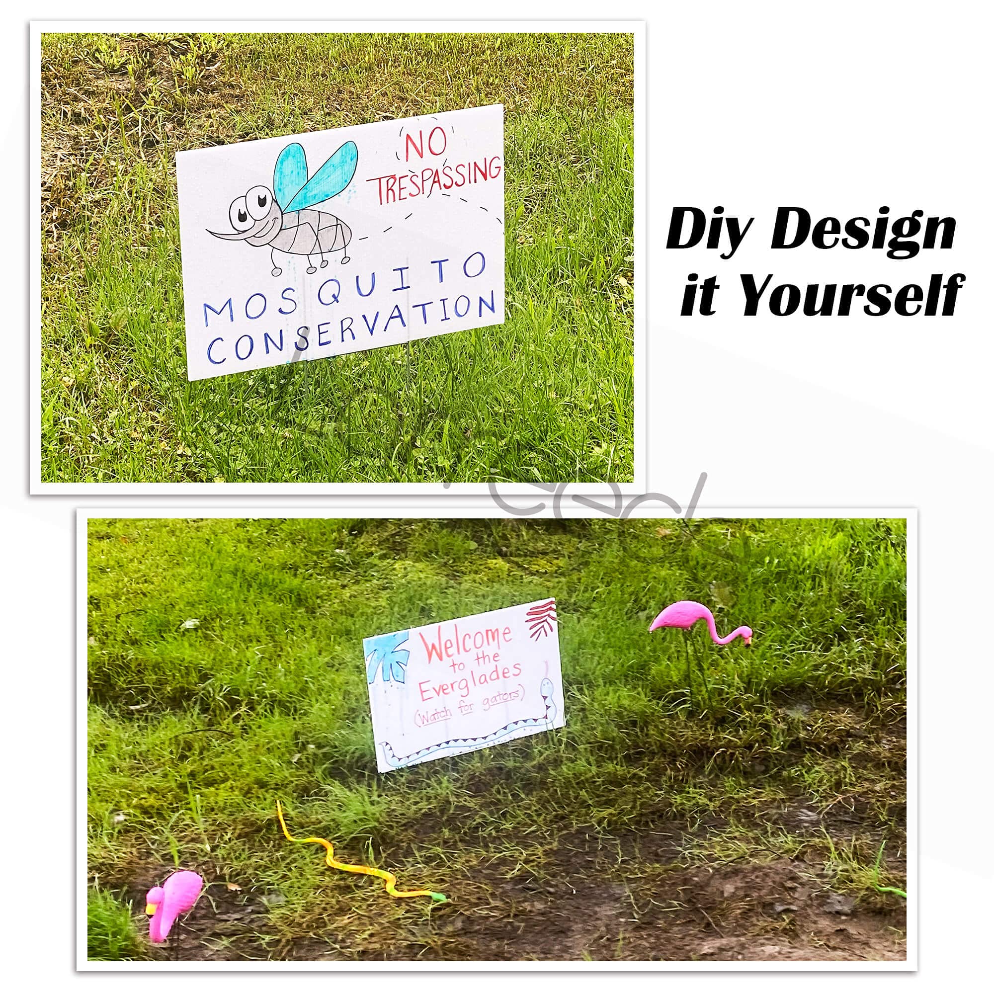 Blank Yard Lawn Signs, 4 Pack 18 x 12 Inches White Plastic For Happy Birthday,Garage Sale, Rent, Guidepost Decorations, Blank Lawn Signs With Stakes