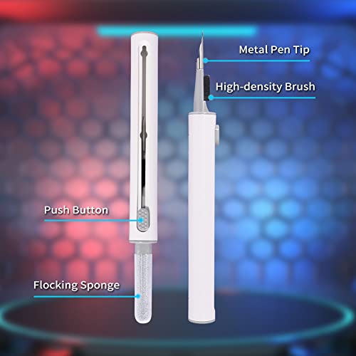 Cleaner Kit for Airpods Pro 1 2 3 Multi-Function Cleaning Pen, 3 in 1 Multifunctional Cleaning Pen for Wireless Earphone, Bluetooth Headphone, Earphone Case, Keyboard, Camera (White)