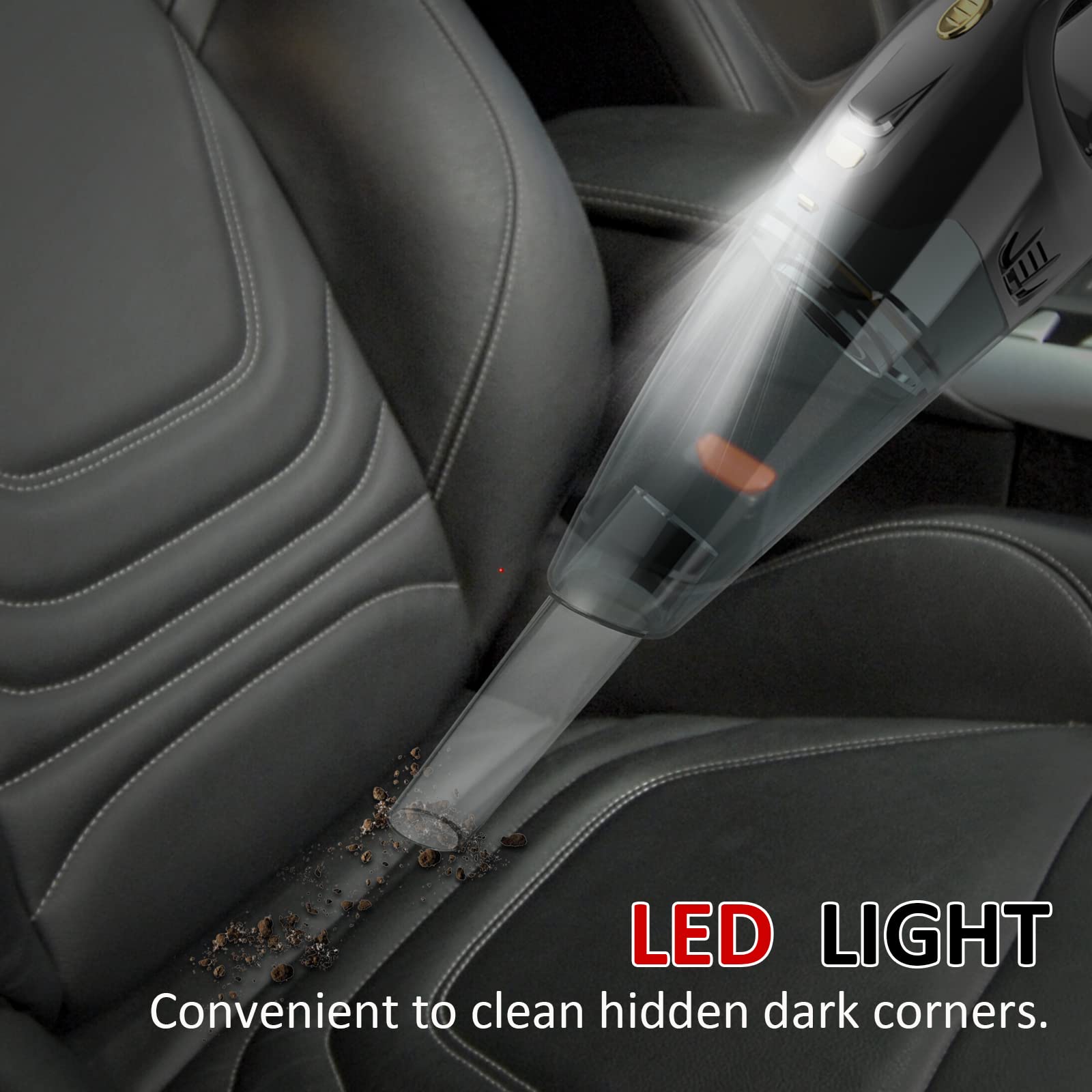Handheld Vacuum Dust Busters Cordless Rechargeable, AEWHALE Hand Vacuum Cordless 10000PA High Power with LED Light, Portable Home & Car Mini Vacuum, Wet/Dry Car Vacuum Cleaner(Black)
