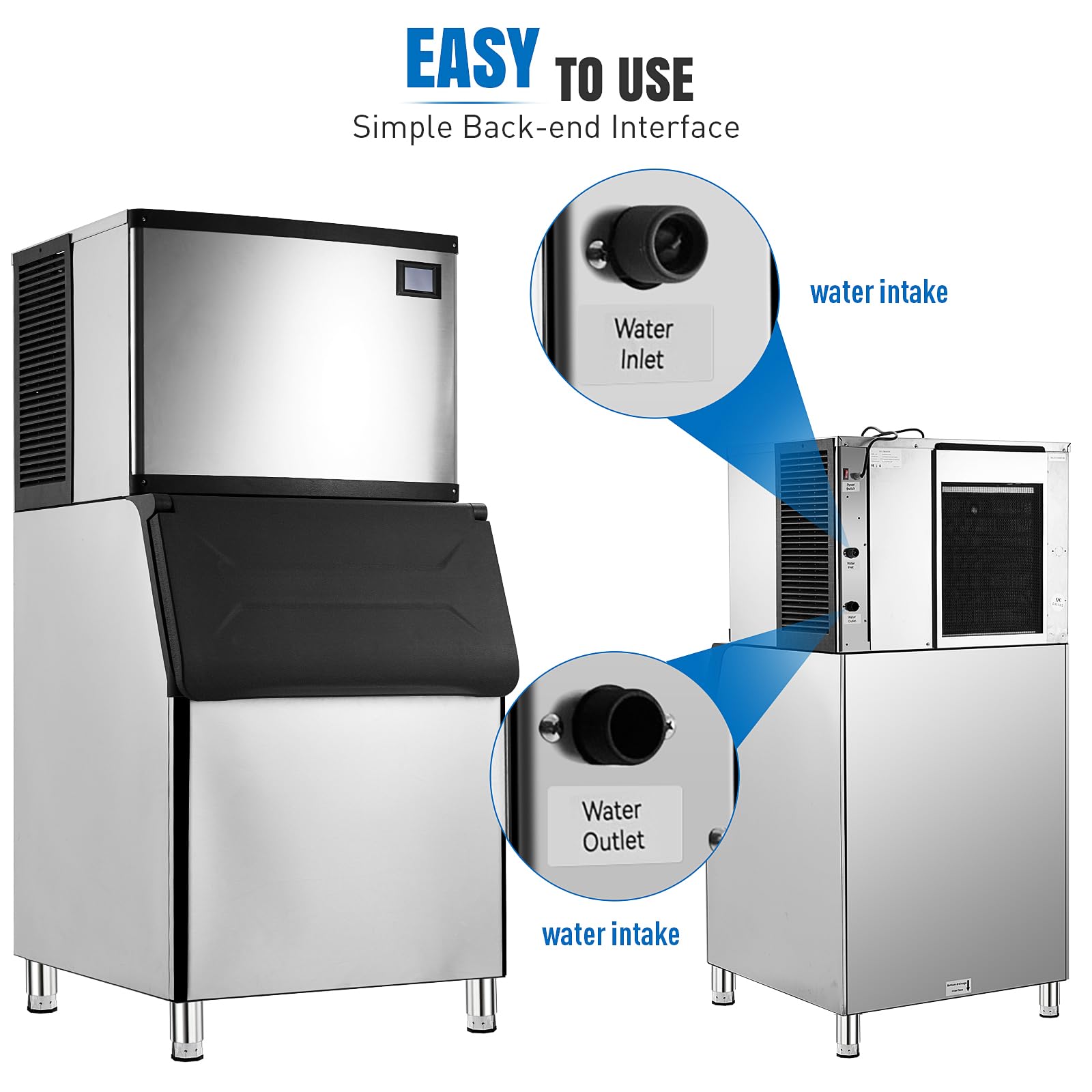 Commercial Ice Maker Machine 350LBS/24H, 310LBS Large Storage Bin, 14x13 Ice Cube, Stainless Steel, for Restaurant/Bar/Businessā¦