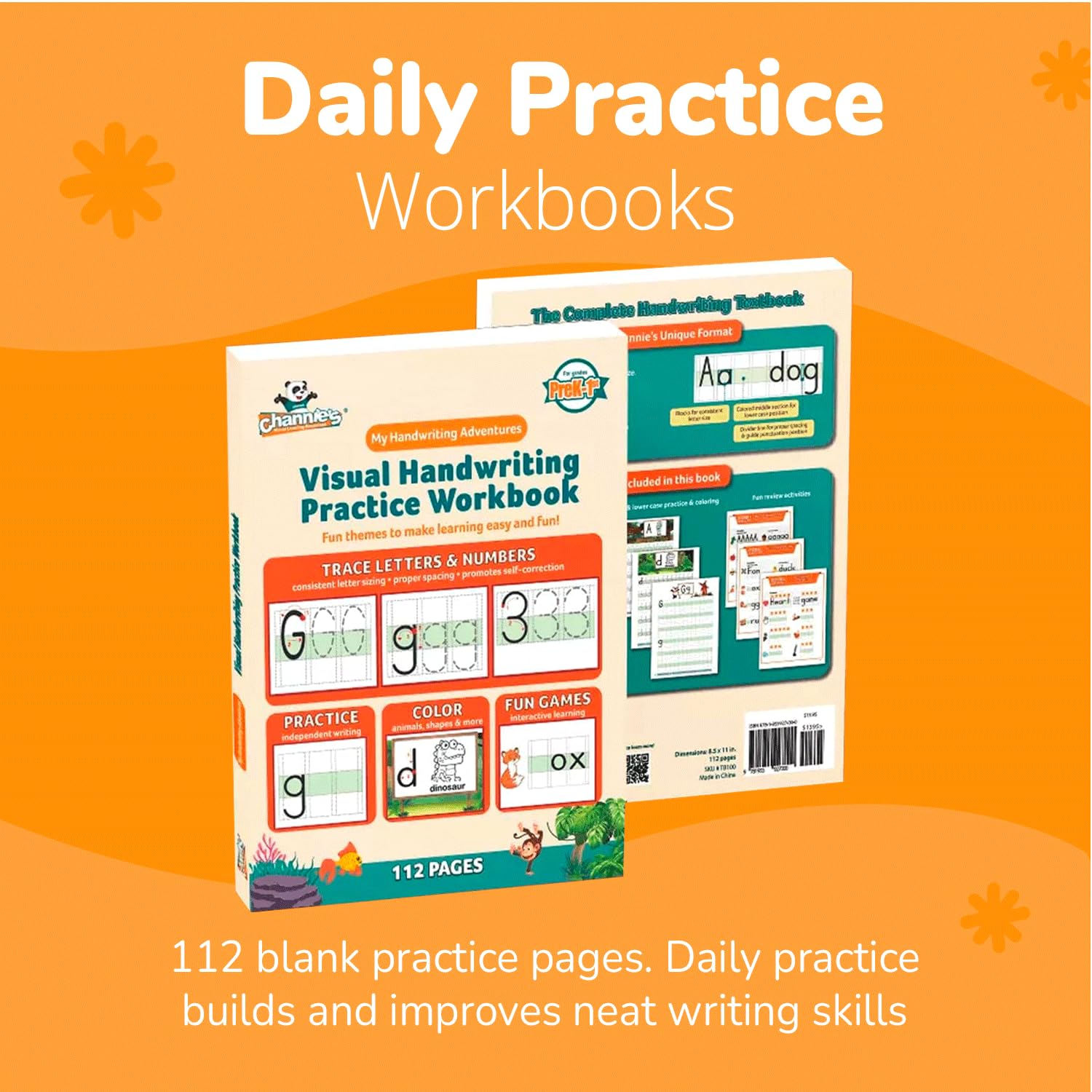 Channie's Alphabet Tracing & Writing Pad, Practice Visual Handwriting & Storytelling Workbooks, 80 Pages Front & Back, 40 Sheets, Grades PreK – 1st, Size 8.5” x 11” Summer School, Summer Bridge