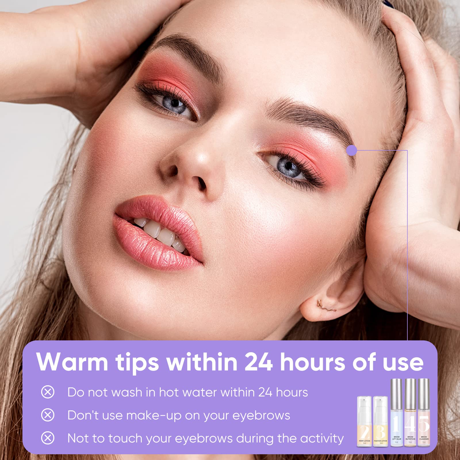 Aromandina Brow Lamination Kit, Professional Eyebrow Lamination Kit with Keratin, Long-Lasting Instant DIY Eye Brow Lift Kit for Thicker, Fuller, Purple