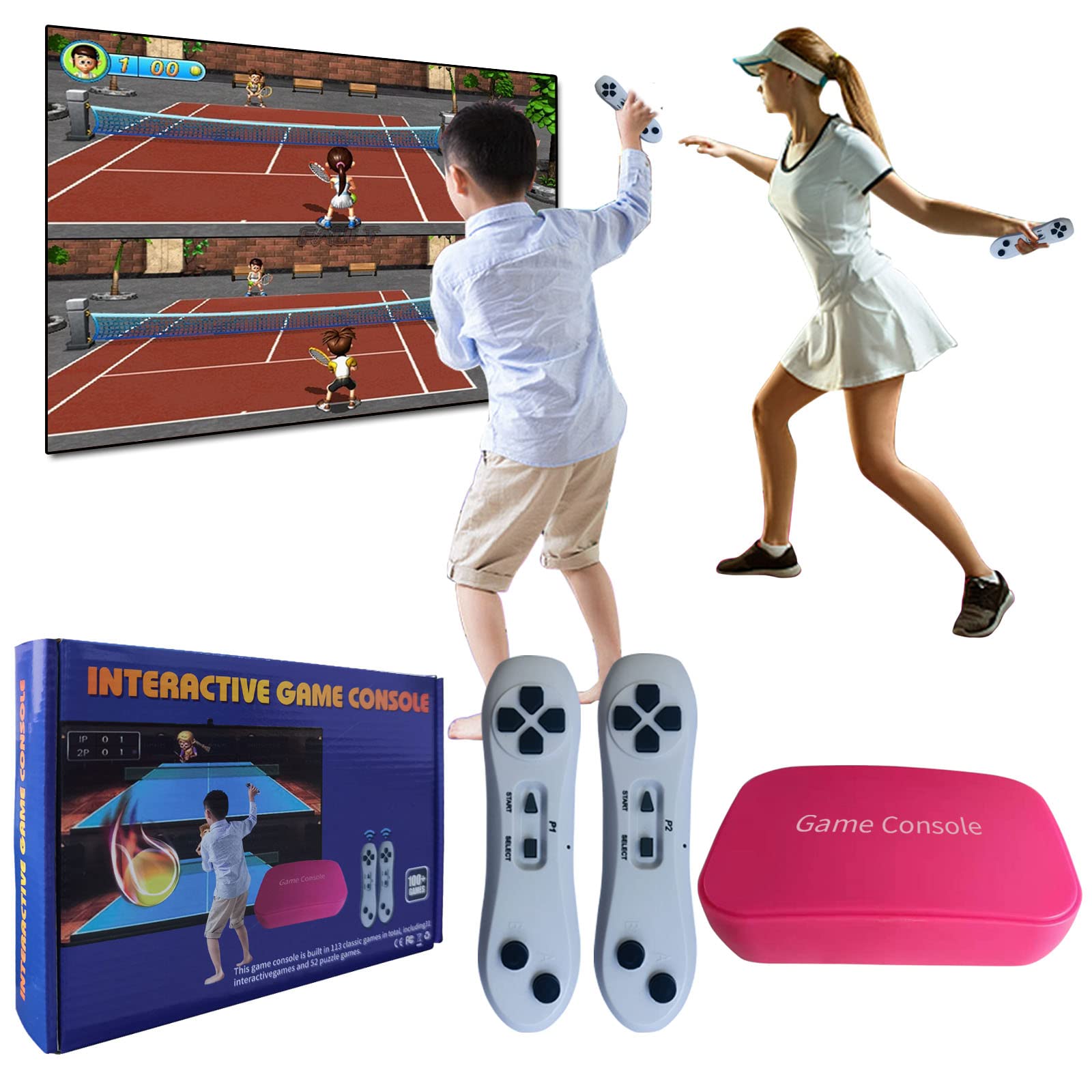 YRPRSODF TV Game Console Built in 883 Games, Handheld Retro Video Game Machine with 2.4G Wireless Gamepad Somatosensory Control, HD Plug and Play, Home Interactive& Puzzle Games, Red