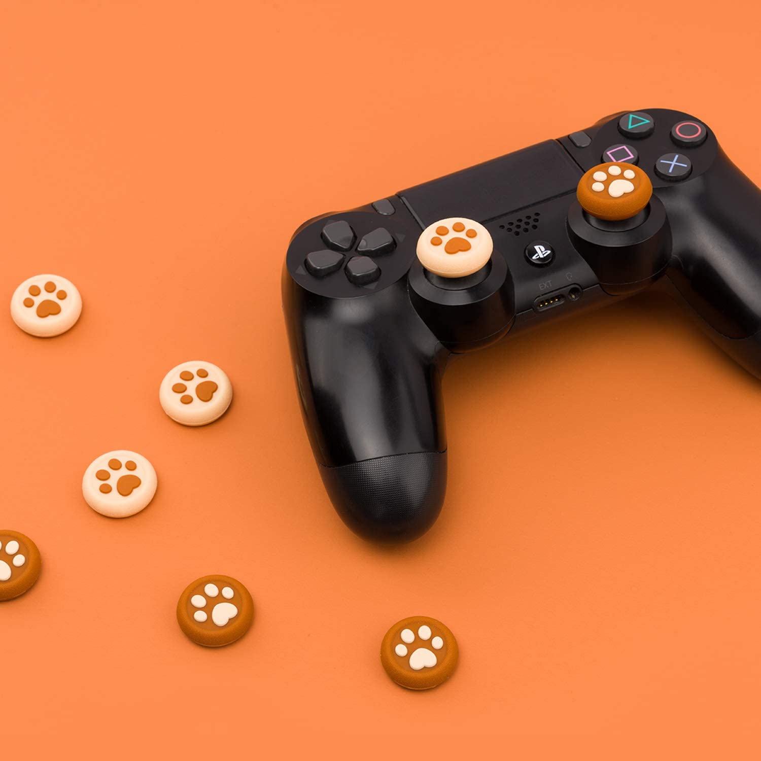 GeekShare Cat Paw Playstation 4 Controller Thumb Grips, Thumbsticks Cover Set Compatible with Switch Pro Controller (Brown)