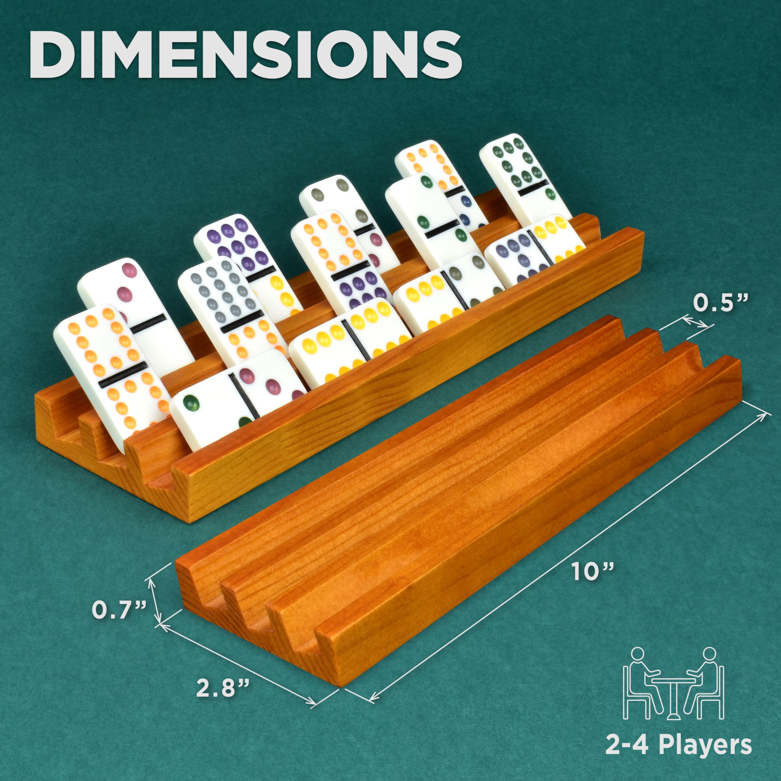 Queensell Dominoes Double 6 + Domino Holders Large