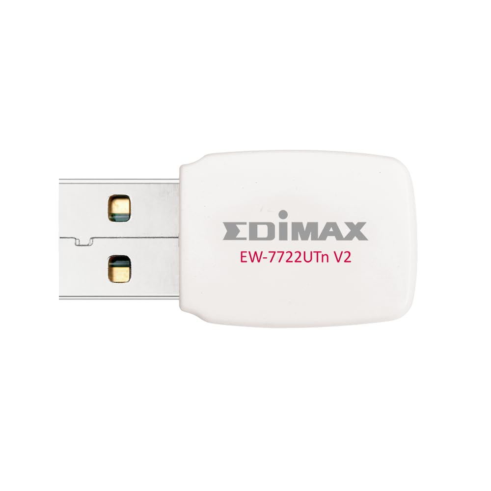 Edimax Wi-Fi 4 802.11n Mini USB Adapter, Works with Raspberry Pi, Wireless N300 Dongle, 300Mbps throughput, Auto-Power Adjustment for energy saving, Win 10 Plug-n-Play, Mac OS, Linux, EW-7722UTn V2