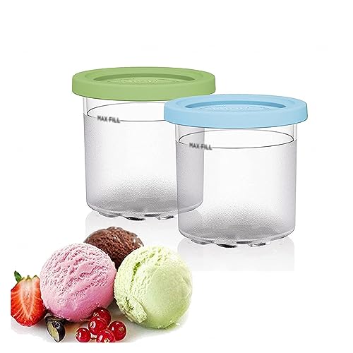 EVANEM 2/4/6PCS Creami Pints, for Ninja Creami Cups,16 OZ Pint Ice Cream Containers Dishwasher Safe,Leak Proof for NC301 NC300 NC299AM Series Ice Cream Maker,Blue+Green-6PCS