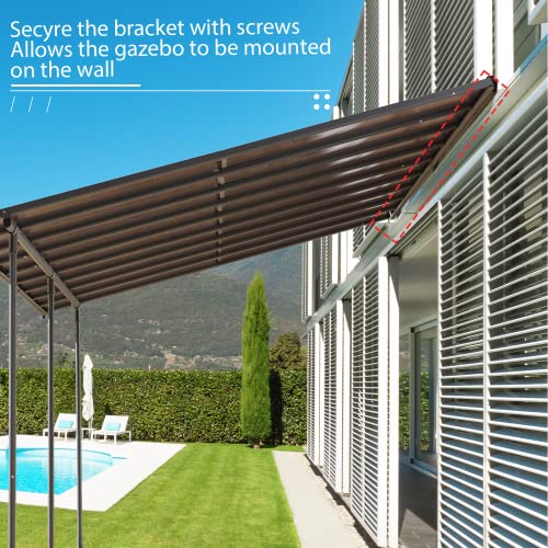 BPS 16.5' x 10' Wall Mount Gazebo Outdoor Pergola Polycarbonate Gazebo with Water-Resistant and UV-Fighting Panels Canopy