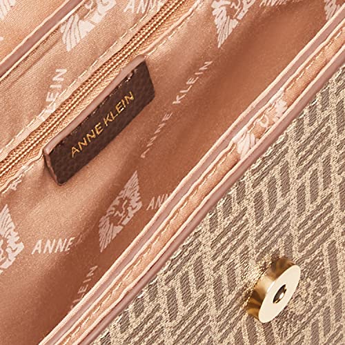 Anne Klein Womens Anne Klein horsebit flap crossbody, Cream-brown W/ Espresso, One Size US