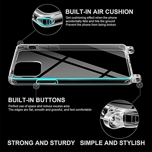 CAROKI Crossbody Case for iPhone 14 Pro, Crossbody Hard PC Phone Cover with Adjustable Nylon Neck Strap Clear Transparent Phone Case for iPhone 14 Pro-Black