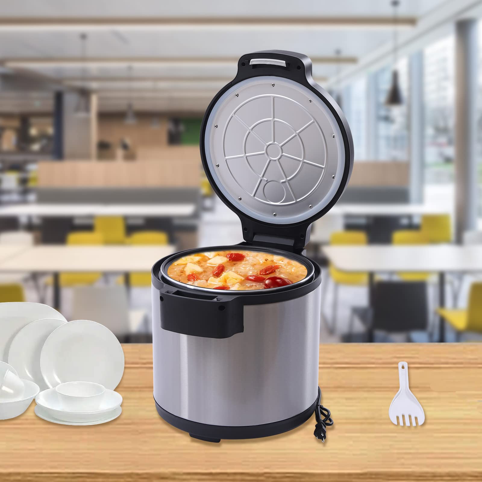 Commercial Rice Warmer 20QT/100CUP Portable Food & Rice Warmer Non-stick Inner Pot Electric Rice Warmer for Restaurant Party
