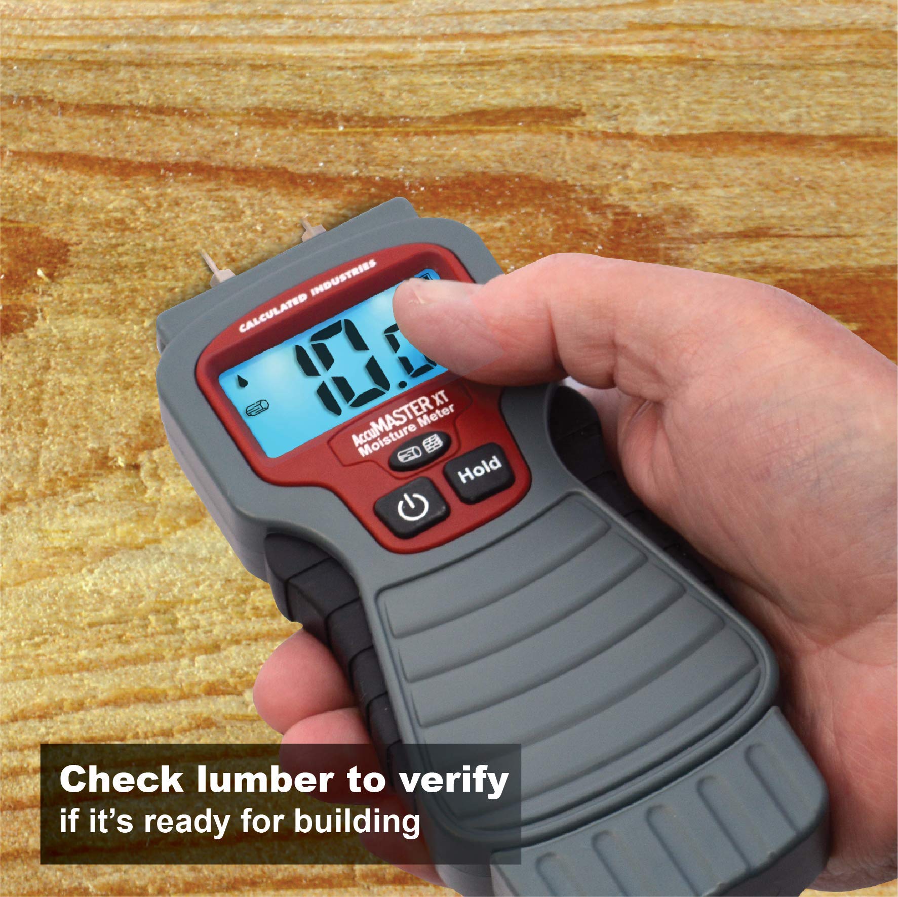 Calculated Industries 7440 AccuMASTER XT Digital Moisture Meter | Handheld |Pin Type | Backlit LCD Display | Detects Leaks, Damp and Moisture in Wood, Walls, Ceilings, Carpet and Firewood