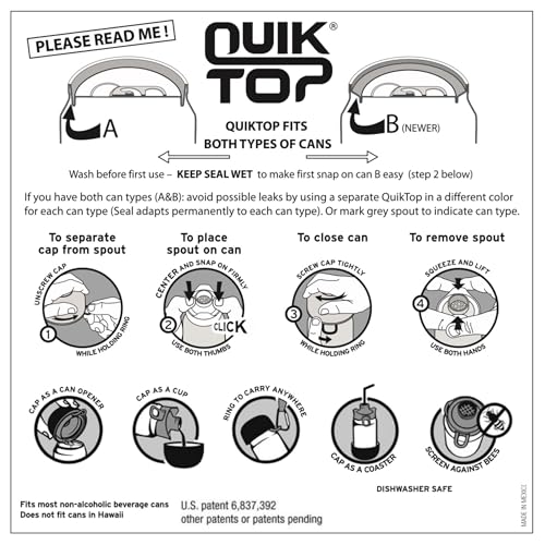 COMPAC HOME Quiktop Can Cap from Compac, Keep Carbonated Drinks Fresh & Fizzy, Turn Cans Into Bottles, Can Cover, Safety Top for Can Drinks, Red/White/Blue - Pack of 3