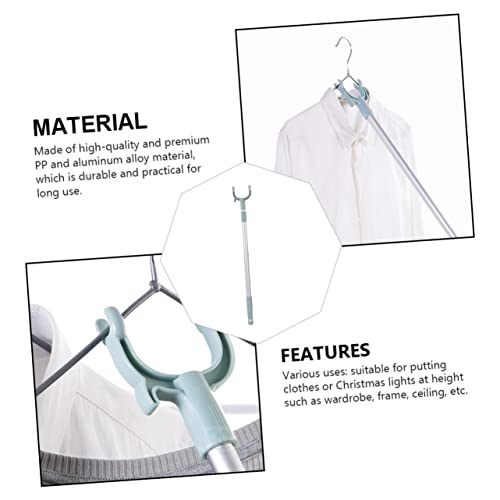 Cabilock retractable clothes rail garment pole retractable clothes pole retractable clothesline rod reach pole stainless steel hooks Home Clothes Rod Aluminum Rod Handle spring wardrobe rod