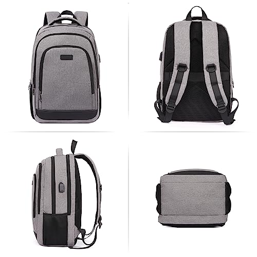 CLUCI Laptop Backpack for Men Women School Backpack College Bookbag for Men Water Resistant Travel Work Backpacks Fits 15.6" Laptop Business Computer Bag with USB Charging Port Grey