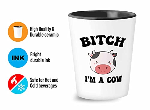 Bubble Hugs Animal Shot Glass 1.5 oz - Im a Cow - Kawaii Farm Farmer Cute Cow Lovers Sarcasm