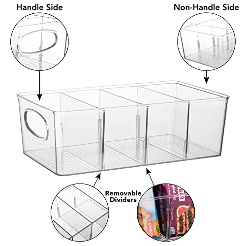 ClearSpace Plastic Pantry Organization and Storage Bins with Removable Dividers – Perfect Kitchen Organization or Kitchen Storage – Refrigerator Organizer Bins, Cabinet Organizers (4 Pack)