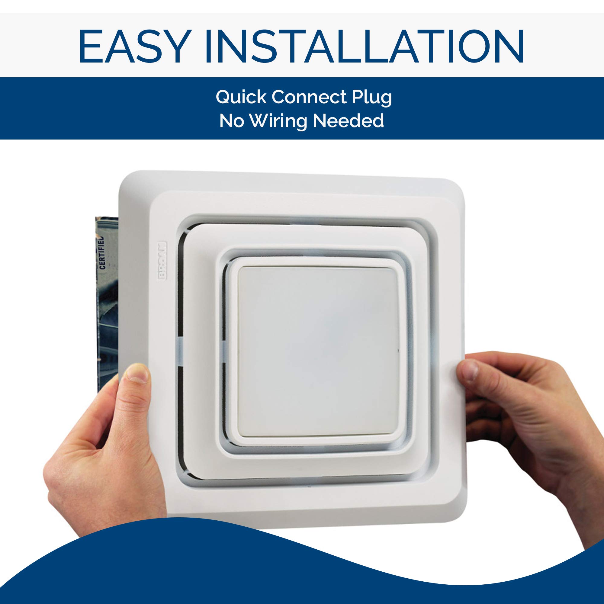 Broan-NuTone FG600S LED Lighted Grille Upgrade for Bathroom Ventilation Fans, Easy Installation , DIY, White, Square