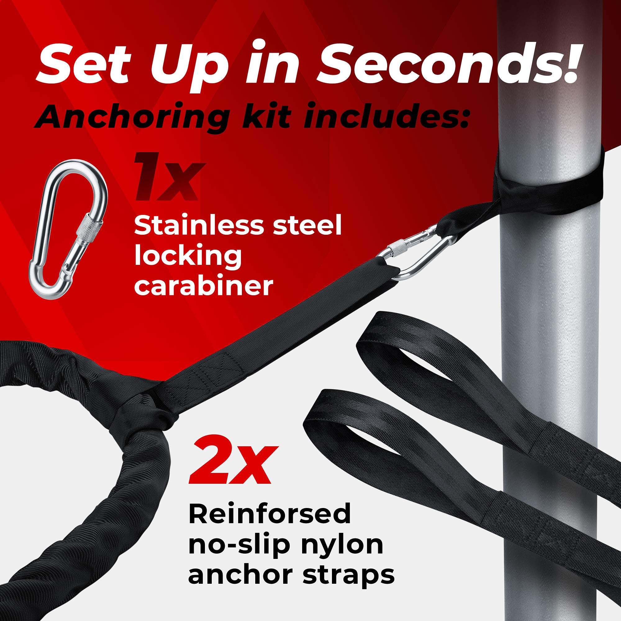 ASU Trainer Poly Dacron Weighted Battle Ropes for Home Gym β Indoor/Outdoor Workout Rope with Sleeve, Heat-Shrink Handles, & Anchor Kit β Exercise Rope for Training/Fitness/Boxing, Army Battle Rope