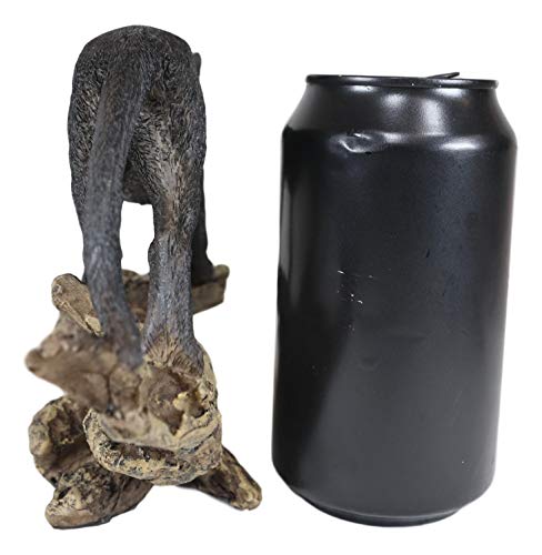Ebros Gift Black Panther Cougar Prowling On Distressed Tree Log Figurine 8" Long Wildlife Black Jaguar Ghost Forest Hunter Sculpture Home Decorative Accent