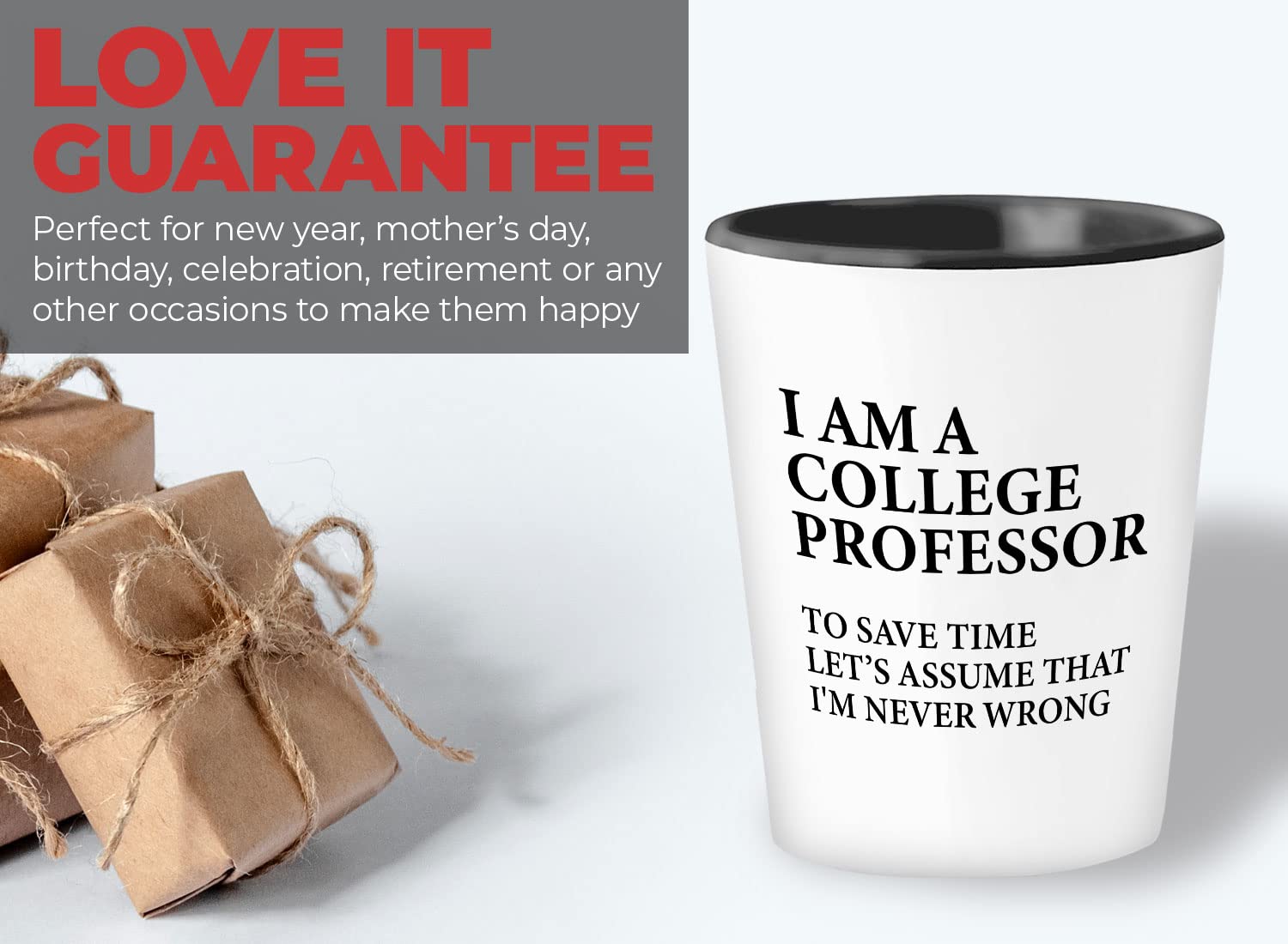 Bubble Hugs Professor Shot Glass 1.5oz - Let's Assume That I'm Never Wrong - School Teacher Appreciation Job Faculty Phd Educator Mentor Lesson