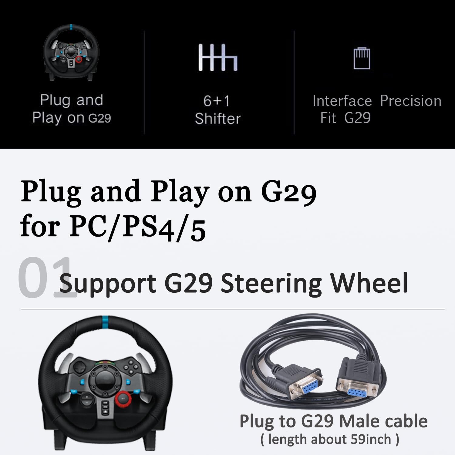 CNRAQR PS4/PS5/PC Racing Game Simulator Shifter 6+R H Gear Shifter-Compatible with PlayStation4/5 G29 PC Windows Racing Wheels Driving Force Shifter
