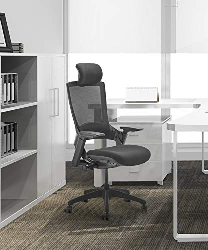 CLATINA Ergonomic High Swivel Executive Chair with Adjustable Height Head 3D Arm Rest Lumbar Support and Upholstered Back for Home Office Black Mesh/High Back