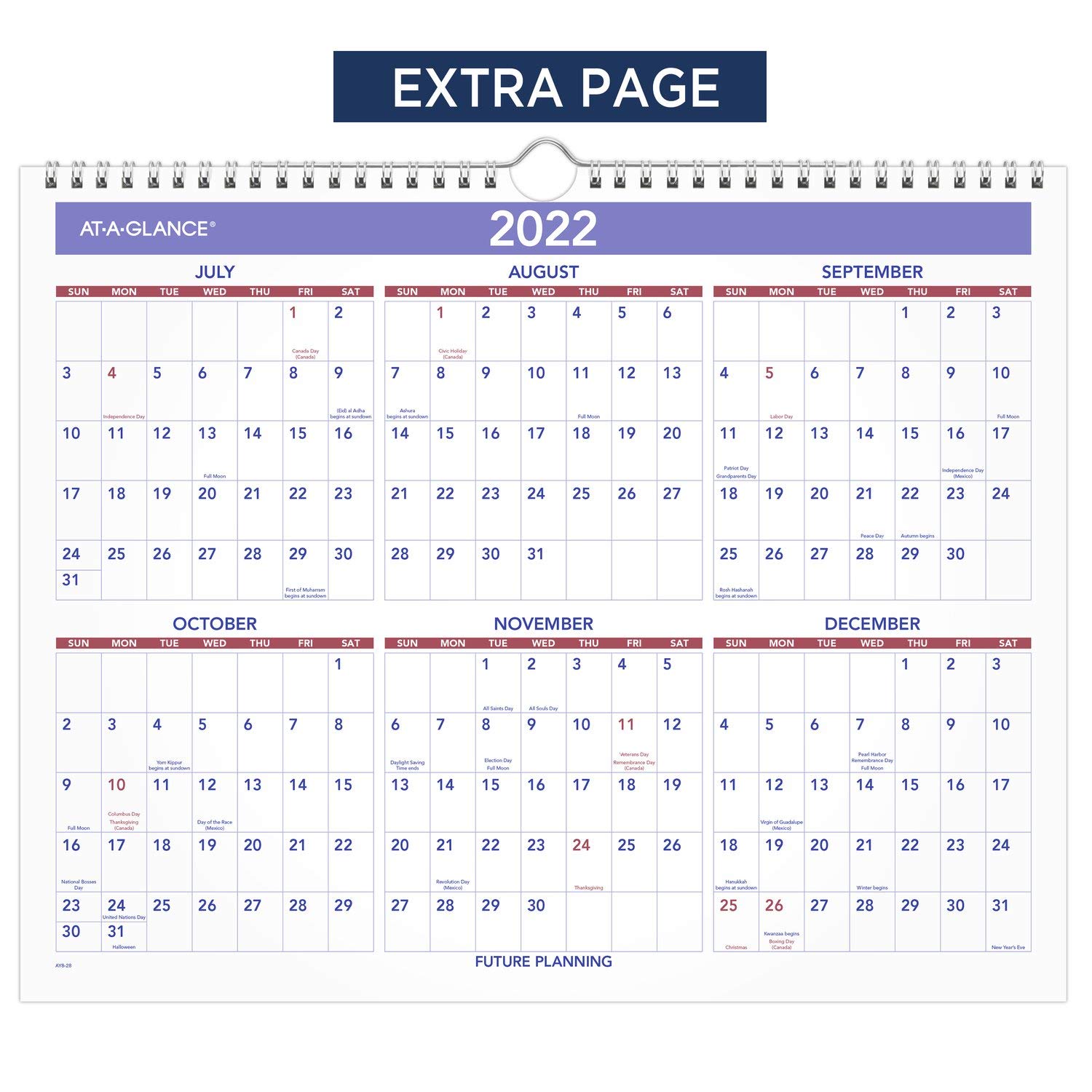 AT-A-GLANCE Academic Wall Calendar 2021-2022, AT-A-GLANCE, Monthly, 15-1/2" x 22-3/4", Large, for School, Teacher, Student (AY328)
