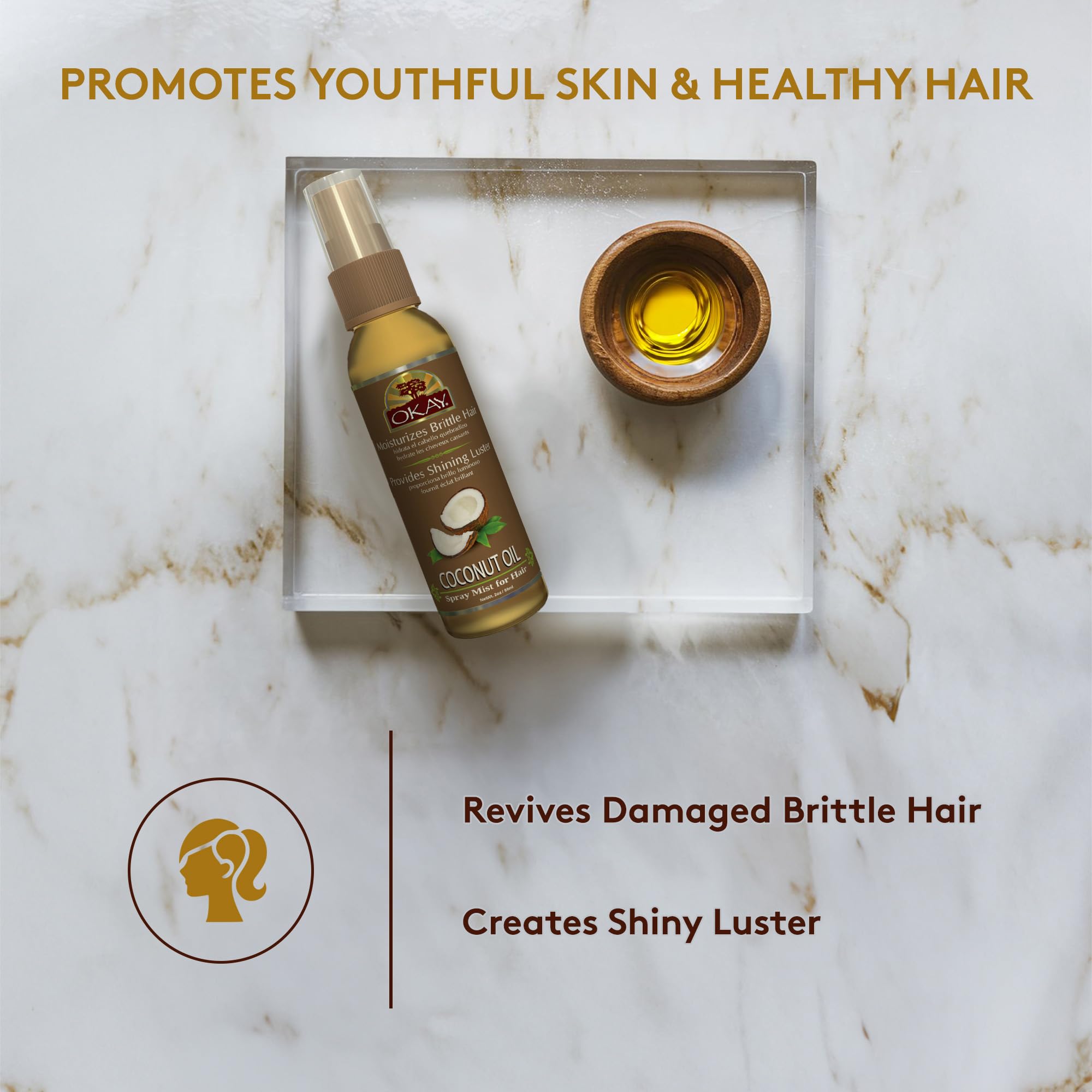 OKAY MIST HAIR SPRAY with COCONUT OIL 2oz / 59ml