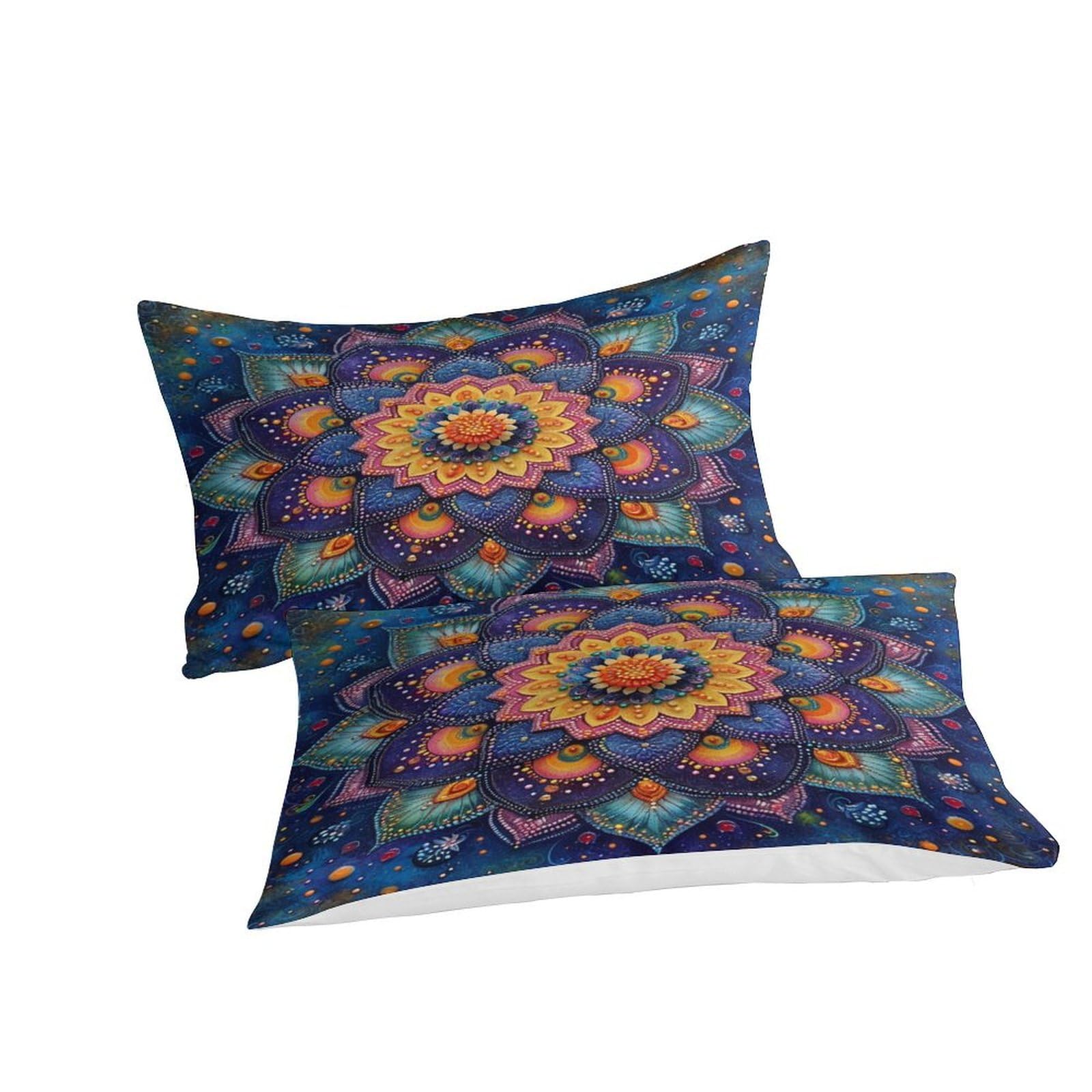 Bohemian Mandala 3D PrintedBeautiful Patterns Comforter Covers Bedding Set Quilt Cover Duvet Cover 3 Pieces for Childrens And Adults Microfiber with Pillowcases with Zipper Closure Queen(228x228cm)