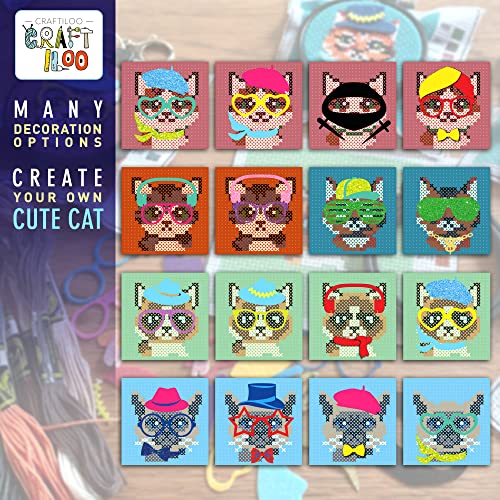 Cats 5 Stamped Cross Stitch Kits for Kids.Needlepoint Kits for Beginners. Embroidery Kit for Kids. Crossstitch Kit for Beginners and Girls (Cats)