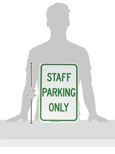 Brady 124342 Traffic Control Sign, Legend "Staff Parking Only", 18" Height, 12" Width, Green on White
