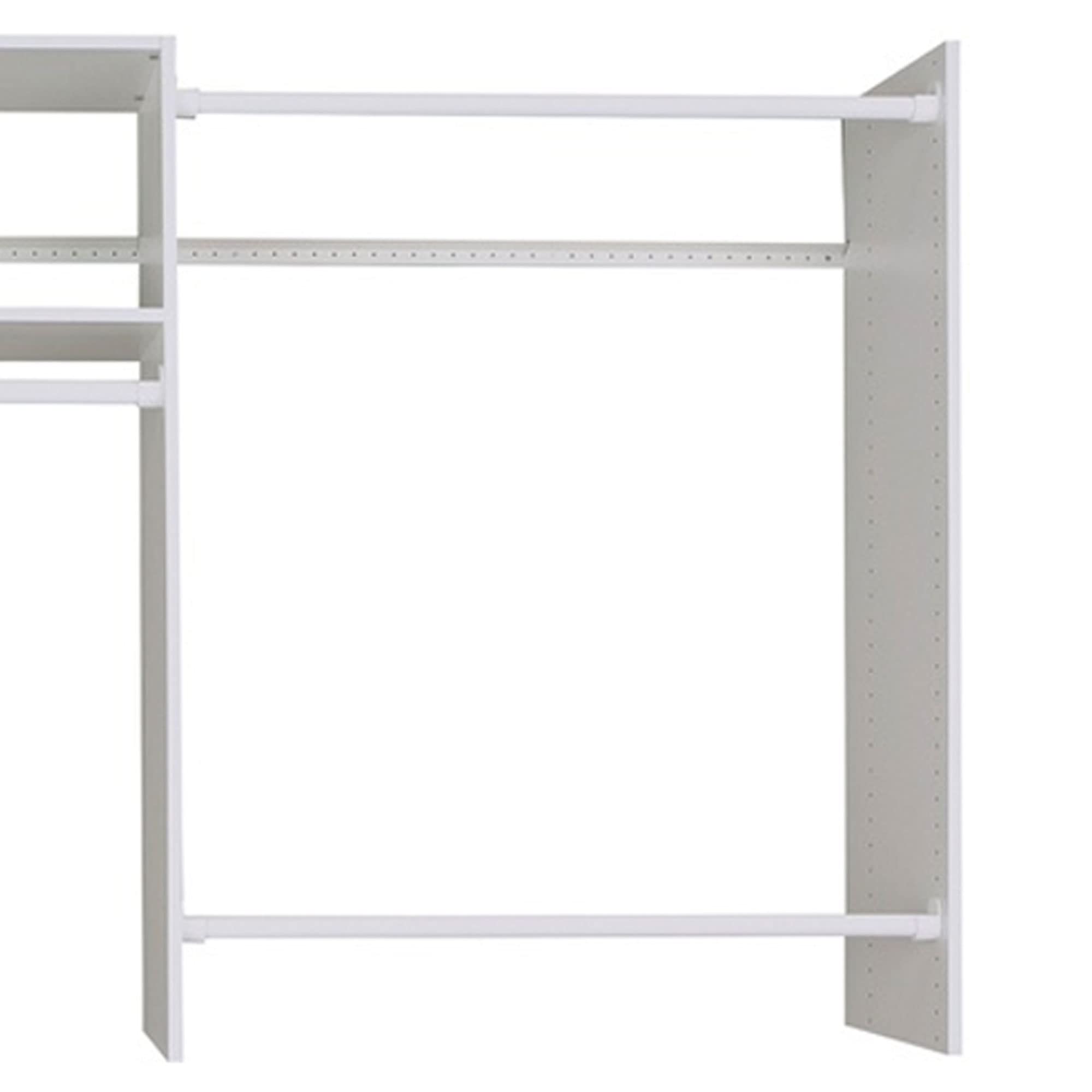 Easy Track Basic Storage Starter Wall Mounted Closet Organizer System Kit with 2 Spacious Shelves and 5 Hanging Rods, Honey Blonde