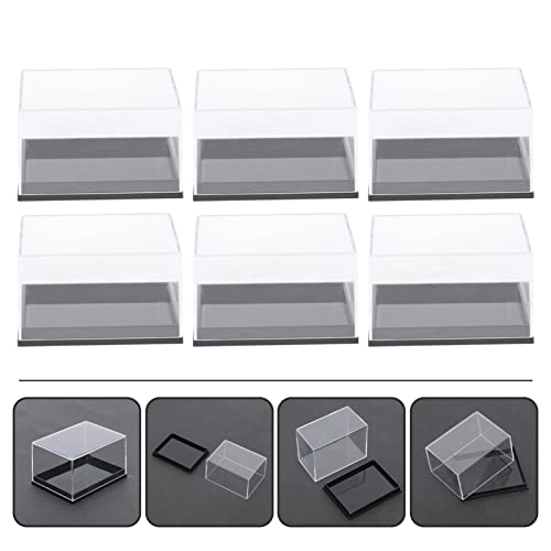 Cabilock 6pcs Transparent Plastic Boxes Natural Rough Mineral Specimen Display Cases Countertop Boxes Cube Transparent Display Boxes Pop Figures Display Collectibles Mineral Specimen
