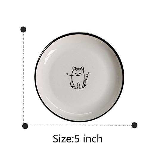 Cat Ceramic Side Sauce Dishes Seasoning Dish, Sushi Soy Dipping dish,Cookie Serving Dishes,Meow Porcelain Small Tea Bag Holder Set of 4 (Cat)