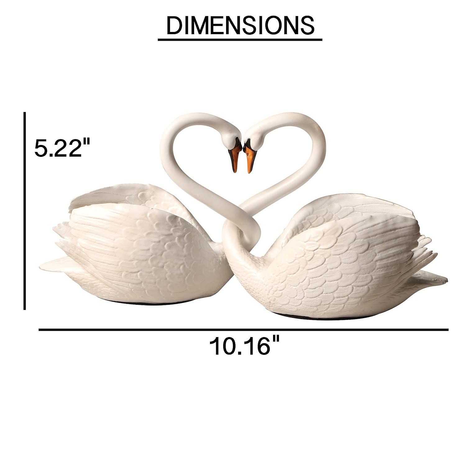 ART & ARTIFACT Two Piece Loving Swans - Intertwined Bird Pair Heart Sculpture, Home Decor Accent, Centerpiece