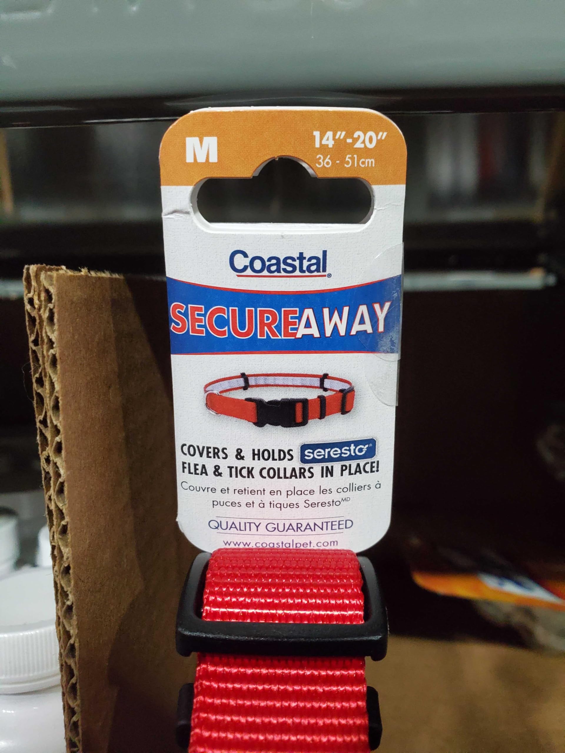 Coastal Pet SecureAway Collar Protector for Flea Collars - Dog Collar Accessory - Protective Collar for Flea Collar for Dogs - Adjustable Dog & Puppy Collar Protection - Red, 1" x 14-20"