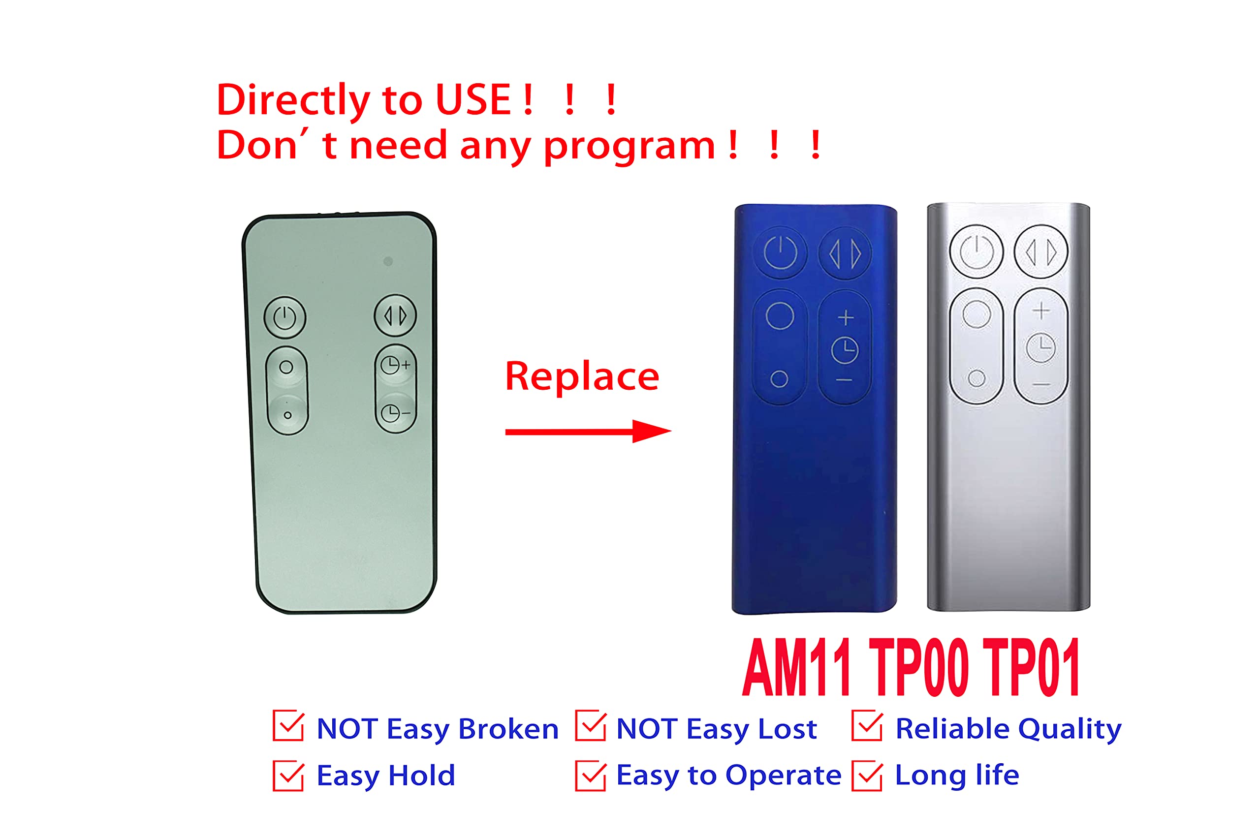 Easytry123 Replacement Remote Control for Dyson AM11 TP00 TP01 965824-07 Pure Cool Link Air Purifier