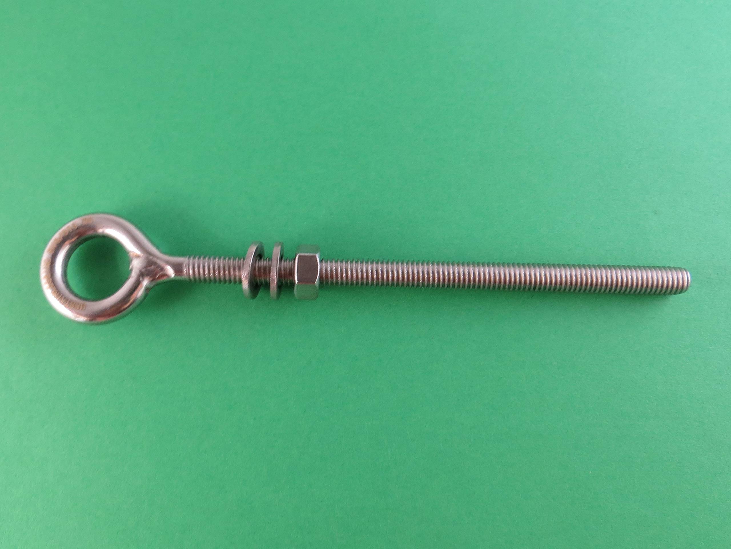 US STAINLESS 2 Pieces Stainless Steel 316 M6 Eye Bolt 6mm x 100mm Marine Grade Pitch of 1