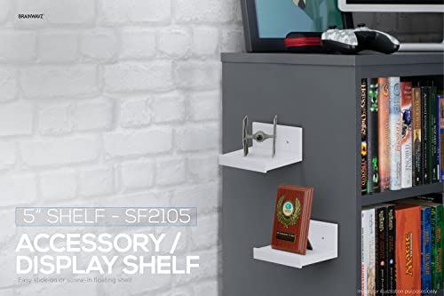 BRAINWAVZ 5β Small Floating Shelf, Adhesive & Screw in, for Bluetooth Speakers, Cameras, Plants, Toys, Books & More, Easy to Install Shelves (Shelf SF2105, White)