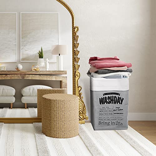 Collapsible Laundry Basket with Lid, 72L Large Dirty Grey Laundry Hamper Organizer, Portable Travel Bag with Handles, Freestanding & Waterproof & DustProof, for Laundry Towels Toys