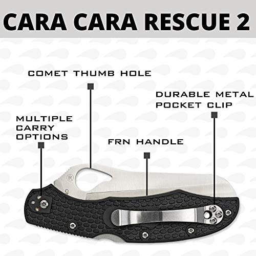 Byrd Cara Cara 2 Rescue Lightweight Knife with 3.88" Stainless Steel Sheepfoot Blade and High Performance Black FRN Handle - SpyderEdge - BY17SBK2