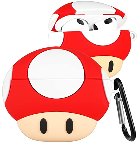 Besoar for AirPods 3rd Gen Case Cartoon Cute Kawaii Silicone Cases for Apple AirPod Air Pods 3 Design Cover Cool Unique Fashion Fun Funny Soft Coves for Girls Girly Boys(Mushroom Heads)