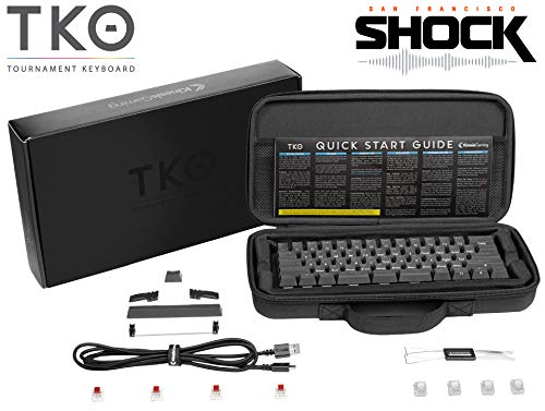 KINESIS Gaming TKO Mechanical Keyboard | Linear Red Switches | 60% Layout | Split Spacebar | Hotswap | PBT Keycaps | Aluminum Body | SF Shock Limited Edition Travel Case
