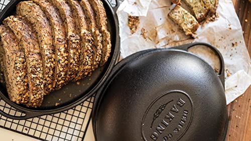 Deli&Co. Baking Pre-Seasoned Cast Iron Bread Pan Multicooker | Bake sourdough bread, grill steaks and cook stews | Seasoned with canola oil with a smooth surface finish