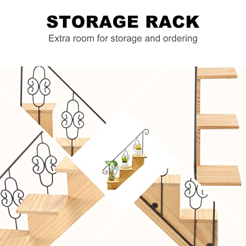 Cabilock Picture Ledge Floating Wall Shelves 3 Staired Wood Floating Shelves Shower Display Organizer Storage Shelf Display Ledge Bookshelf Display Storage Rack for Bathroom Bedroom Wall Shelfs