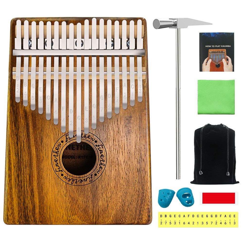 Anordsem Kalimba Thumb Piano 17 Keys, Mbira Finger Piano Koa Wood Body and Ore Metal Tines, Portable Musical Instrument Gifts for Kids and Adults Beginners