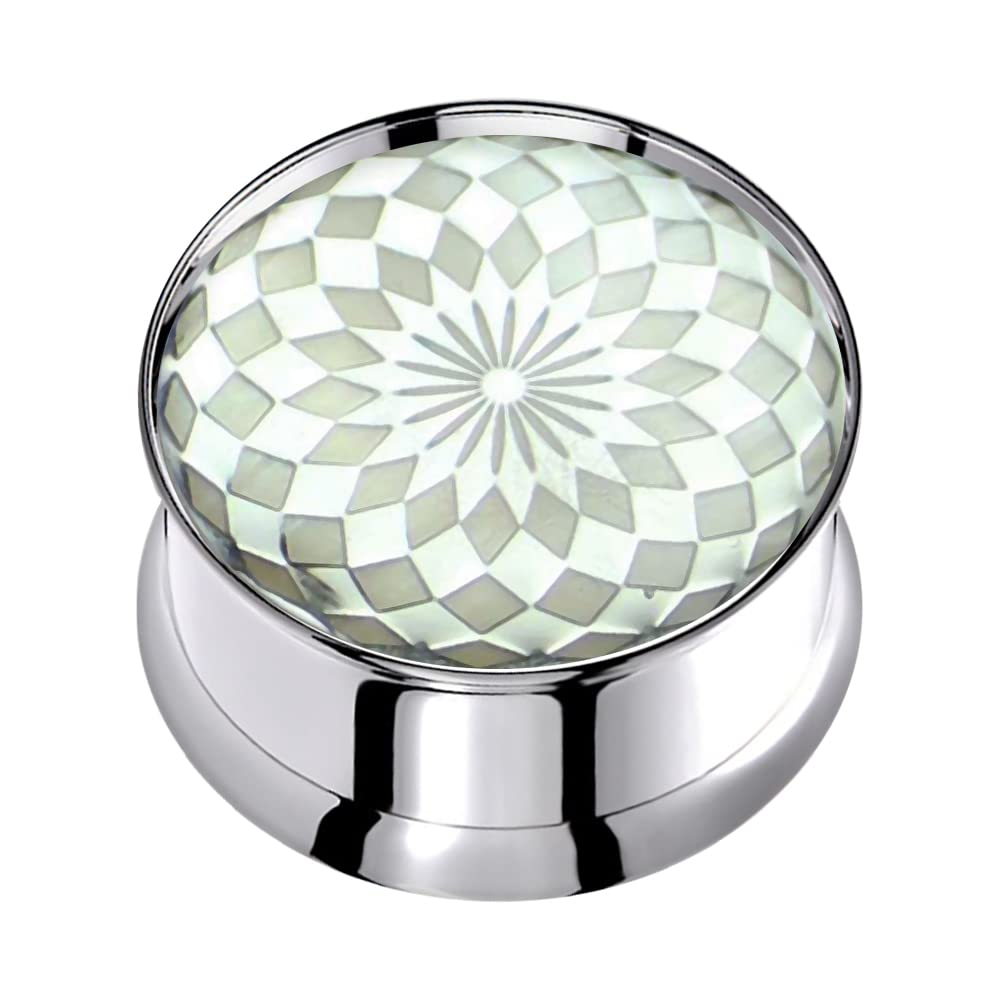 AtoZ Piercing 16MM Silver Tribal Synthesis Internally Threaded Sugical Steel Flesh Tunnel Ear Plug - Sold by Piece
