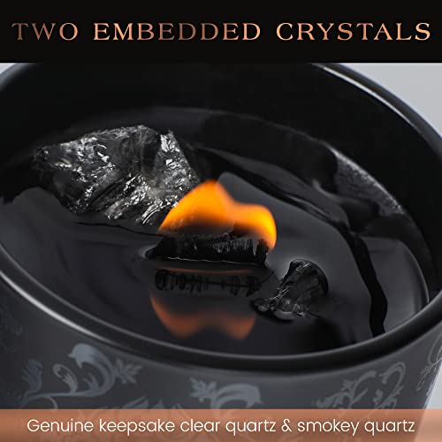 Deep Eden Scented Candle, Wood Wick, 7.4 Oz, Black - Luxurious, Powerful Manifestation Candle - Hand Poured Crystal Candle with Natural Soy, Coconut and Beeswax - Essential Oils and Exotic Fragrance
